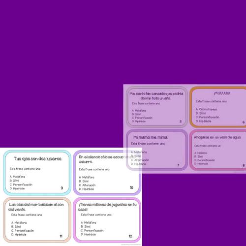 Tarjetas de Comprensión sobre el Lenguaje Figurado - Lectura guiada