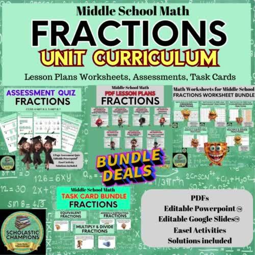 FRACTIONS * Unit Curriculum BUNDLE * 5th 6th Grade Middle School Math