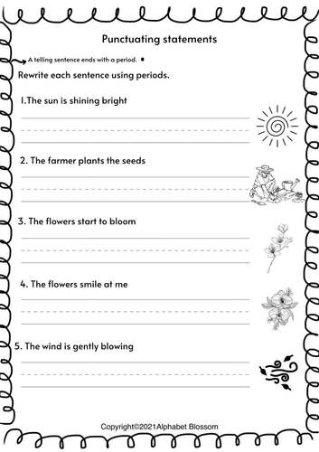 Spring Punctuation Worksheets.. by Alphabet Blossom | TPT