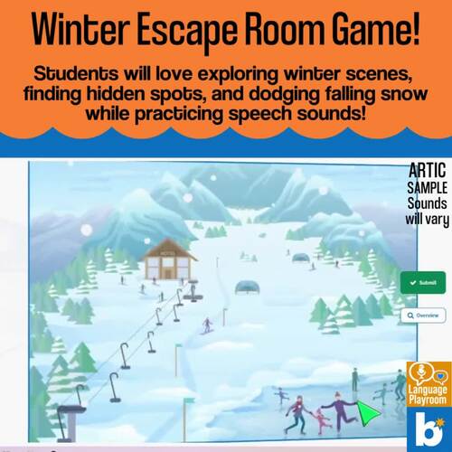 L Articulation Winter Escape Room BOOM CARDS Game for Speech Therapy