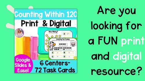 Counting Within 120 | 6 LOW PREP Math Centers | Digital and Print | 1.NBT.1