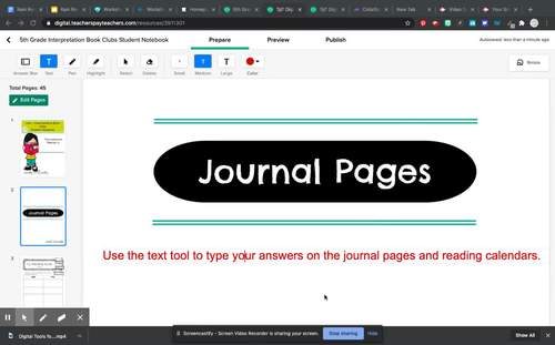 5th Grade Interpretation Book Clubs Student Notebook | TpT