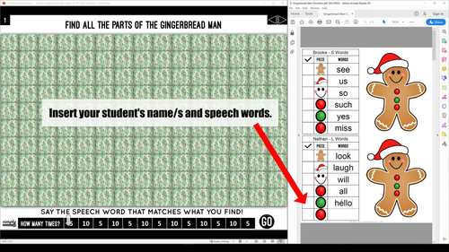 No Print Find the Gingerbread Man Digital Articulation and Speech Game
