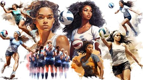 Watercolor Volleyball Clipart Set of 20 Files by ArtisticTimberStudio