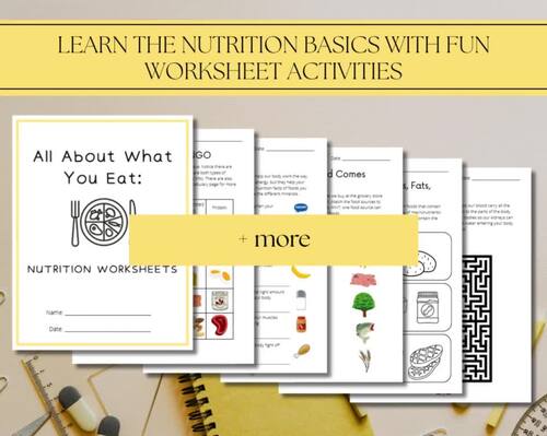 Nutrition Basics Worksheets | Macronutrients, Vitamins, Minerals & Water