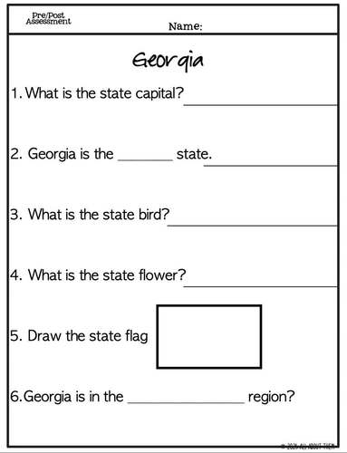 Georgia, Worksheets, 50 States, Special Education by All About SPED