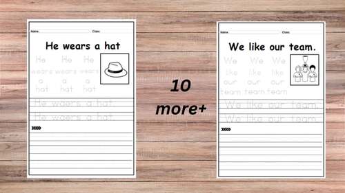 Simple Sentence Writing Practice, Tracing Words Handwriting Worksheets