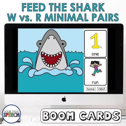 Feed the Shark Minimal Pairs W vs. R Boom Cards | Speech Therapy