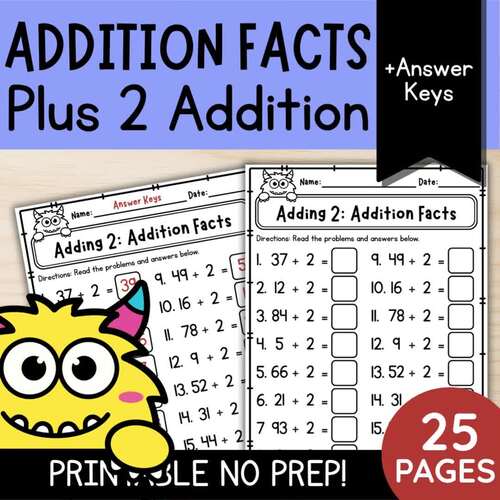 Adding 2 Addition Facts Plus 2 Double Digit Math Practice | 1st and 2nd ...