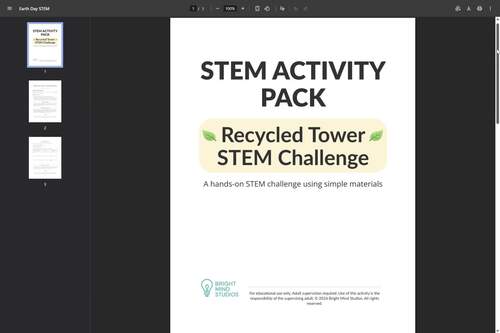 Elementary K–2 Recycled Tower STEM Challenge by Bright Mind Creative Studio