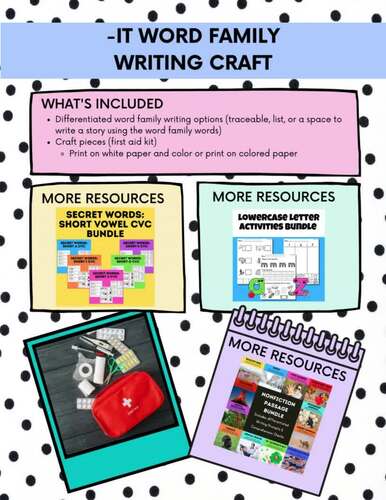 IT Word Family Phonics Writing Craftivity - Short I Phonics Writing & Craft
