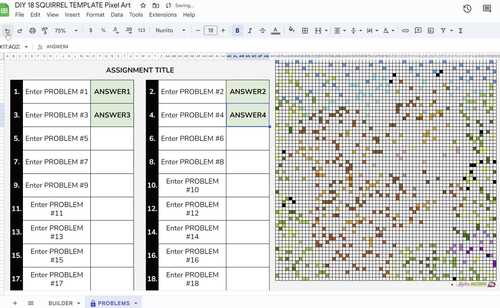 GOOGLE SHEETS DIY Digital Resource Pixel Art Template EDITABLE | Squirrel