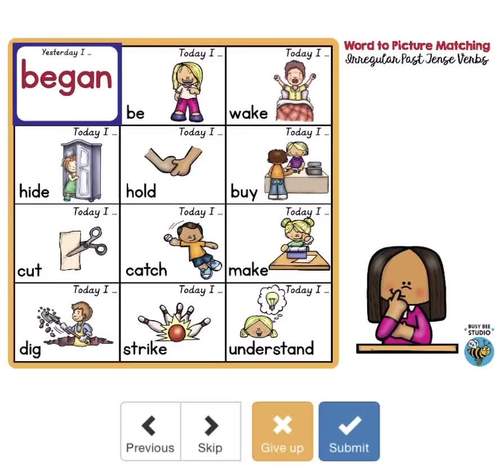 Irregular Past Tense Verbs Boom Cards Game 4 by Busy Bee Studio | TPT