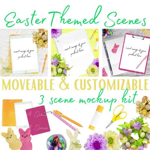 Easter Mock Up with Moveable Images in 3 Scene Kit by Make A Scene Mockups