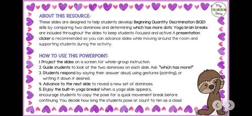 Valentine's Beginning Quantity Discrimination BQD Yoga Kindergarten