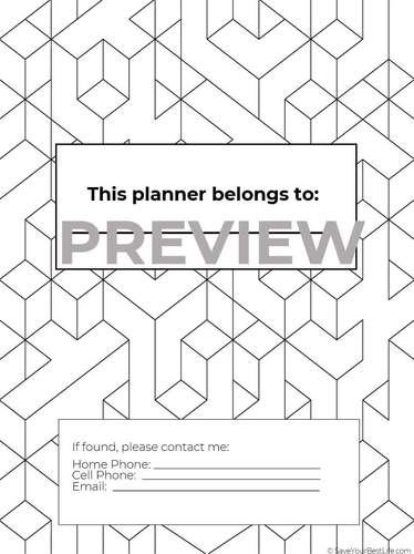 High School Student Planner, Academic School Year, Minimalist Design, PDF