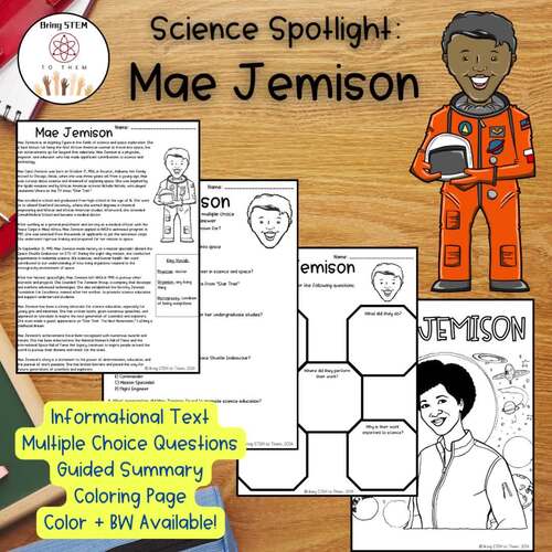 Mae Jemison - Scientist of the Week/Month Black Bio Science Reading STEM