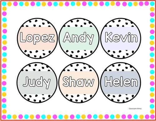 Student Name Tags Printable, Editable Circular Name Tags, Round Name Tags