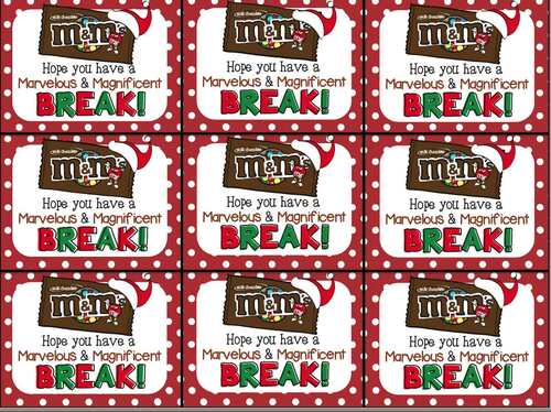 Cute M&M's Gift Tag for Winter (Holiday) Break- Hope you have a ...