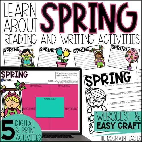 All About Spring Reading Comprehension Activities Webquest & Writing Craft