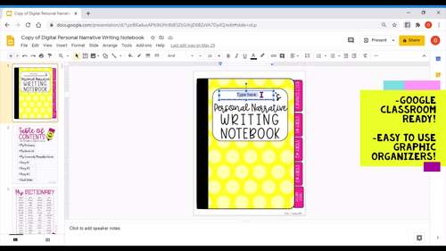 Digital Writing Notebook- Personal Narrative- Distance Learning-Google ...