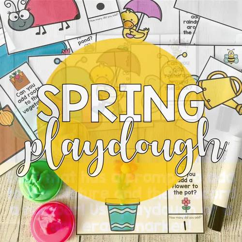 Spring Playdough Center Task Cards by A Teacher and her Cat | TPT