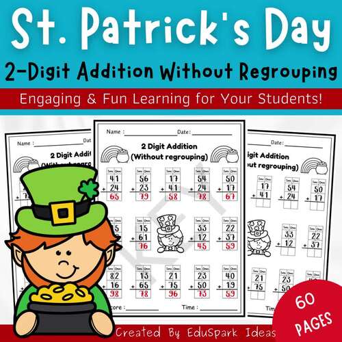 St. Patrick’s Day 2-Digit Addition Without Regrouping for 1st and 2nd Grade