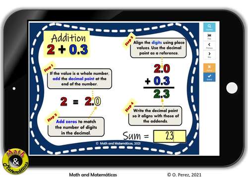 Adding Decimals - Boom Cards Digital Activity by Math and Matematicas