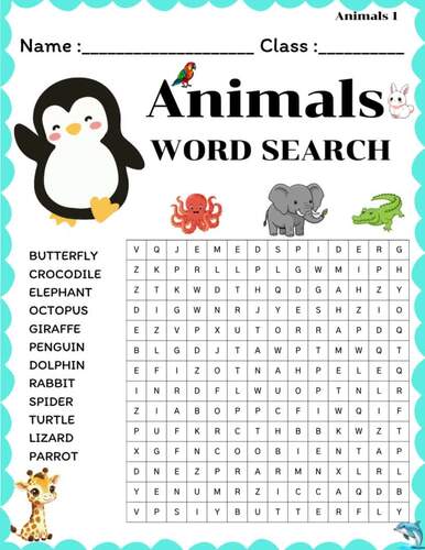WordSearch Fruit, Animal, foods, countries (Greads2-6). by Sompornu