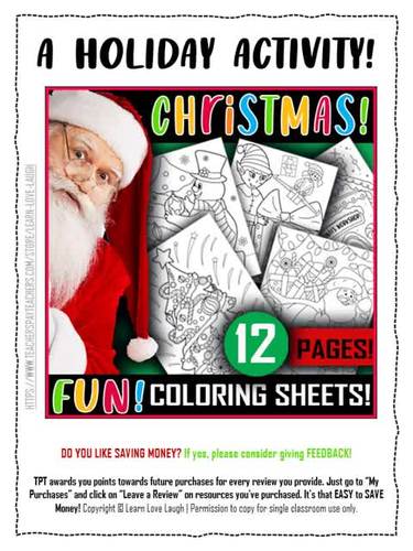 Christmas Coloring Pages Sheets | 12 Colouring Pages of Fun! SALE!