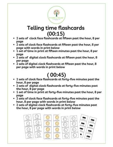 Time telling BUNDLE-to the hour, half hour and quarter hour flashcards
