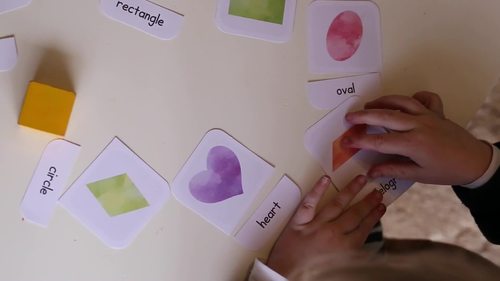 2D Shapes x10 Watercolor Montessori Three Part Flashcards for Matching ...