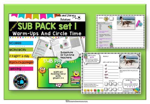 Emergency SUB PACK/PLANS NO PREP -Literacy and Number -Grades 3-4 SET 1 Emergency SUB PACK/PLANS NO PREP -Literacy and Number -Grades 3-4 SET 1