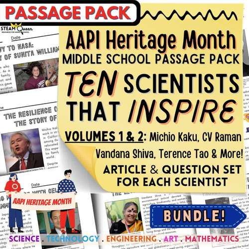 AAPI Heritage Month 5 Inspiring Scientists Passage Question Pack Middle ...