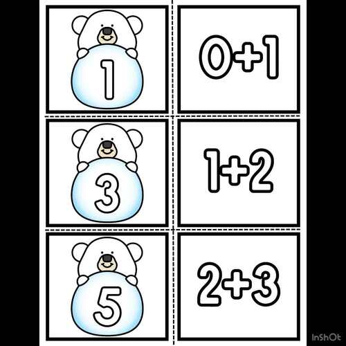 January Near Doubles Matching Cards – Winter Polar Bear Theme | TPT