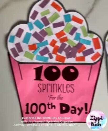 100th Day of School Cupcake Craft: 100 Sprinkles Counting Activity