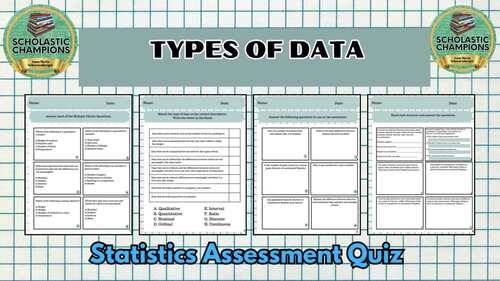 TYPES OF DATA * Statistics Assessment Quiz Test * Digital & Print