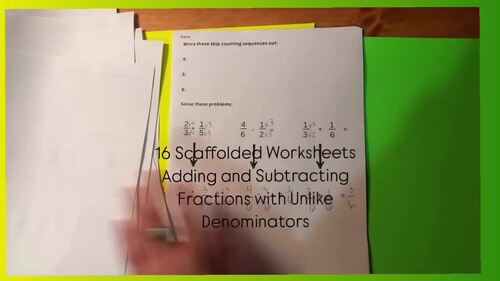 Adding and Subtracting Fractions Unlike Denominators Worksheets Scaffolded