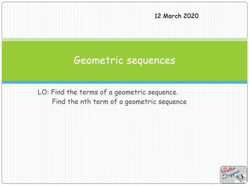 Geometric sequences by Maths Support Centre | TPT