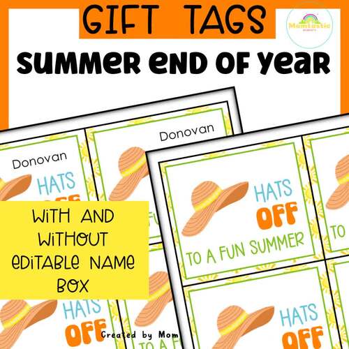 End of Year Summer Gift Tags, Beach Ball, Tropical Drink, Sunshine and ...