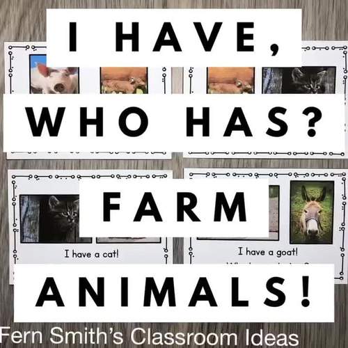 Farm Animals Vocabulary I Have Who Has Card Game | TPT