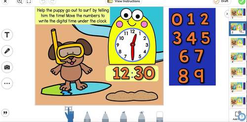 Telling Time to the Hour and Half Hour Summer Preloaded Seesaw Activities