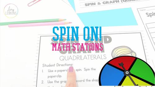 Math Centers for 2nd Grade - 10 Math Stations with Spinners by Amy Lemons