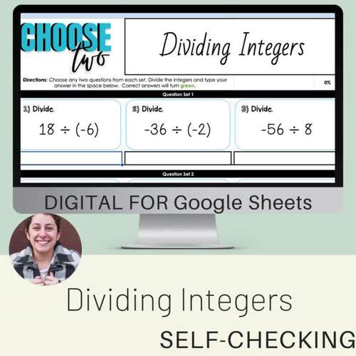 Dividing Integers: Choose 2 Self-Checking Activity by Math with Ms Baron