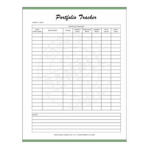 Investment Tracker Printable | 8 page Portfolio Bundle | TPT