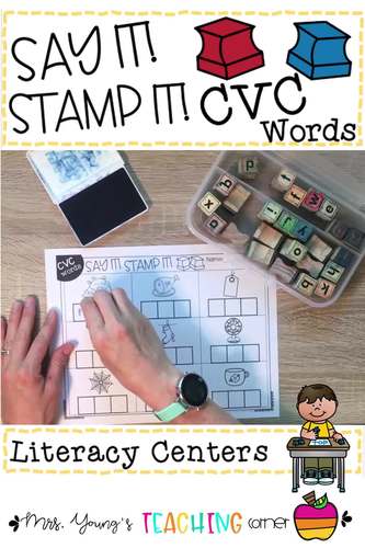 Literacy Centers: Say it! Stamp it! - CVC Words by Play Discover Grow
