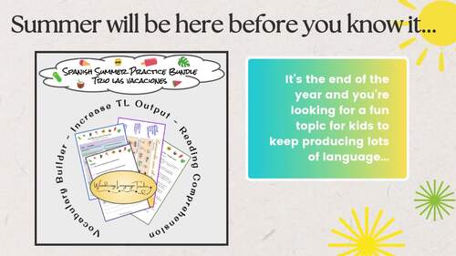 Spanish Summertime Vocabulary Activity & Chat Mat Present Tense ...