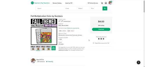 Fall Multiplication Color by Number by Raven R Cruz | TPT