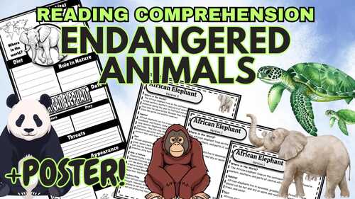 Endangered Animals - Snow Leopard Reading Comprehension & Research