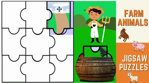 Farm Animals Jigsaw Puzzle Counting 1-10 Boom Cards by Teacher's Pride